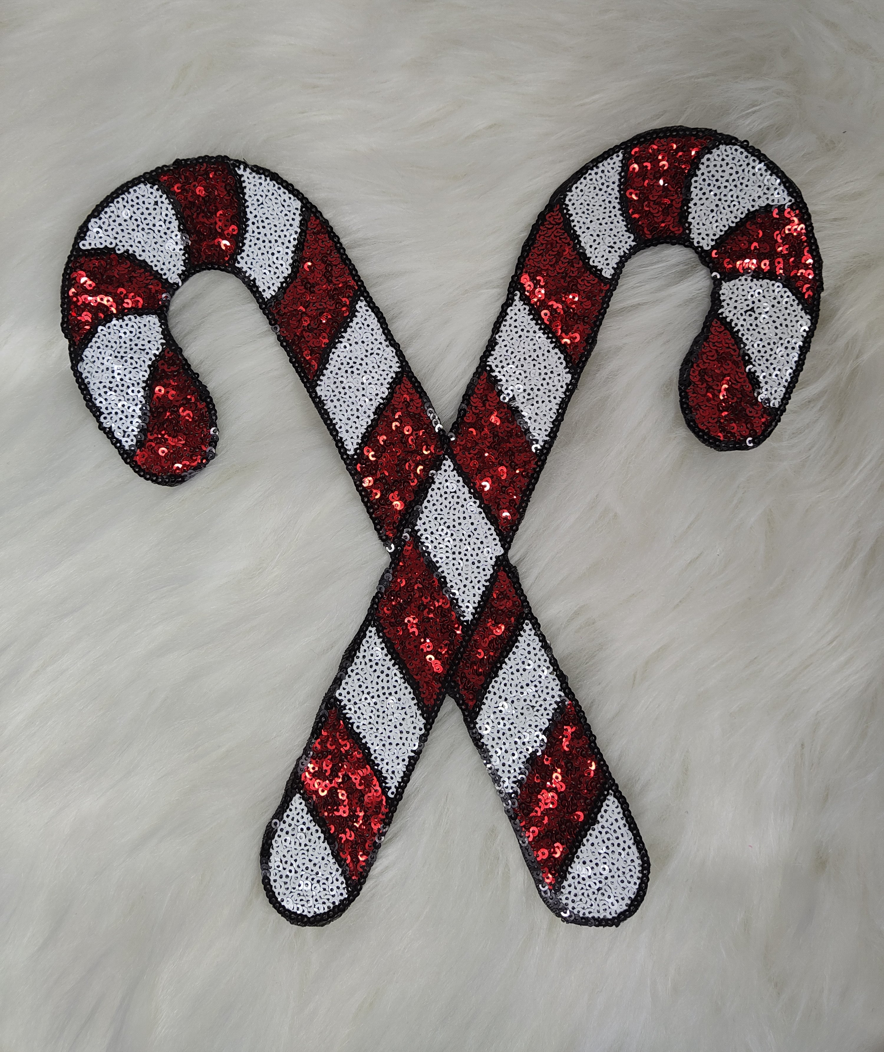 Large Candy Cane Sequin Iron On Patch – Scratch Decor