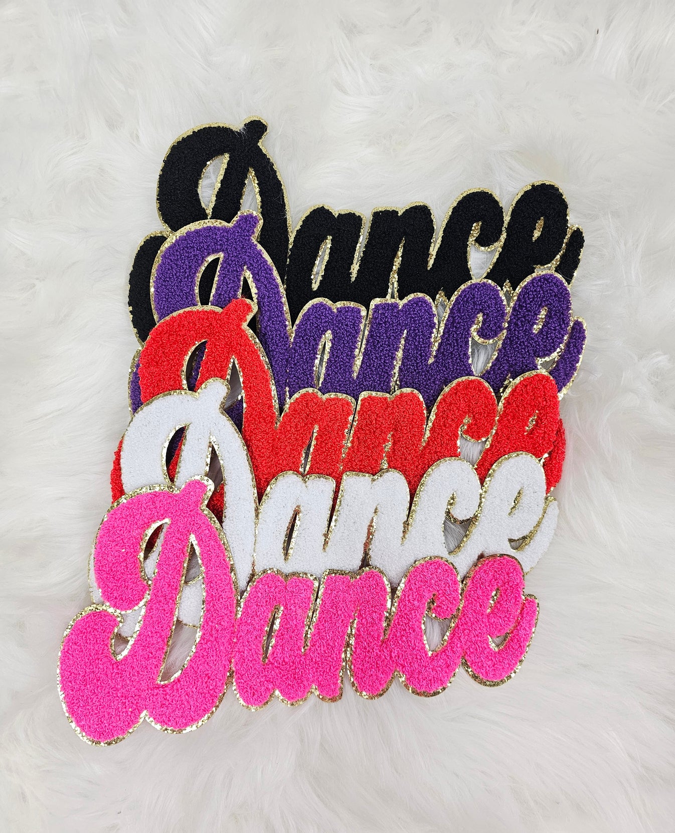 Large Cursive Dance Chenille Gold Glitter Iron-on Patch – Scratch Decor