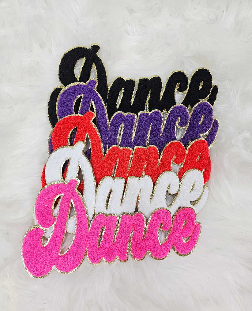 Large Cursive Dance Chenille Gold Glitter Iron-on Patch – Scratch Decor