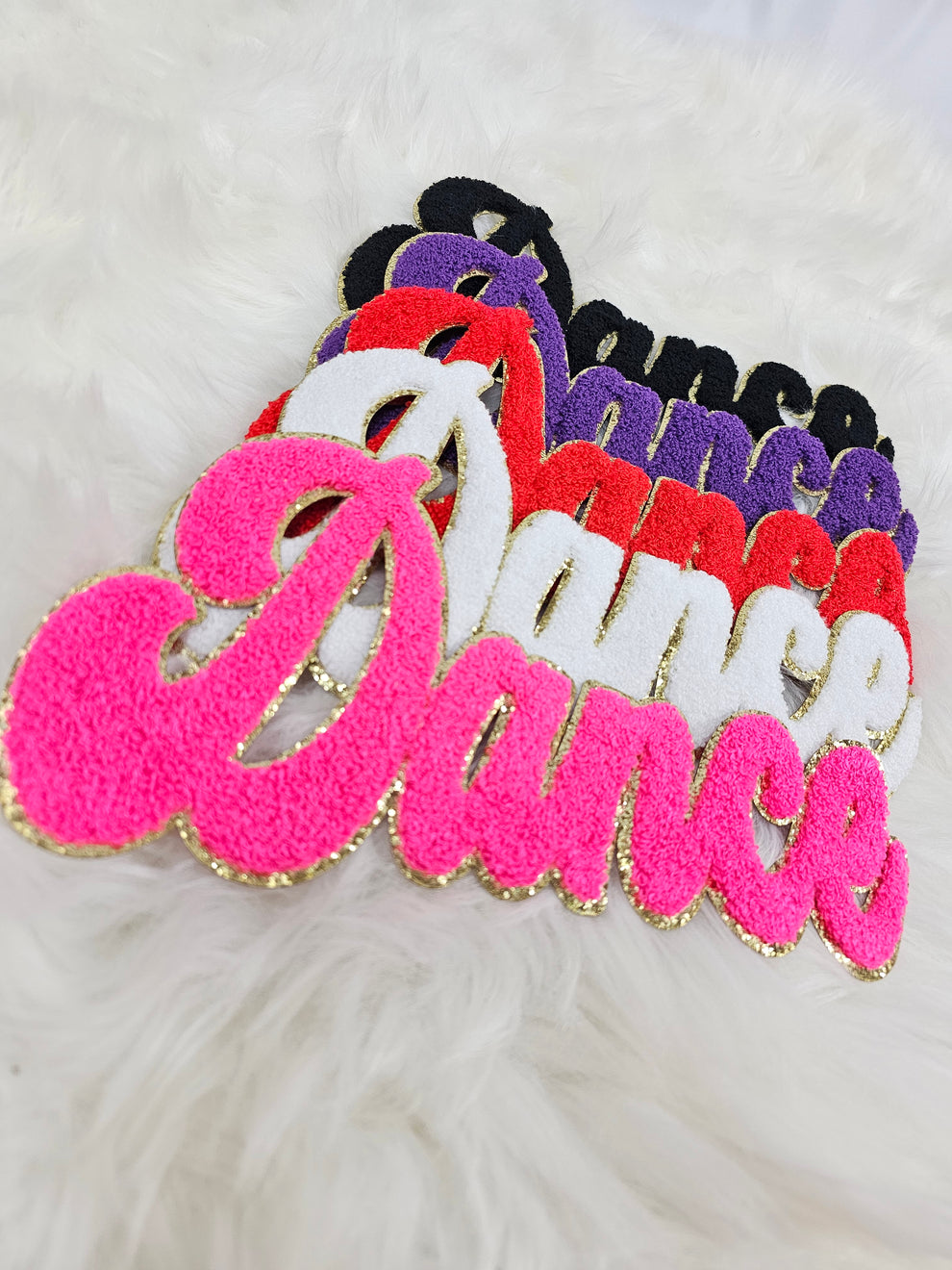 Large Cursive Dance Chenille Gold Glitter Iron-on Patch – Scratch Decor