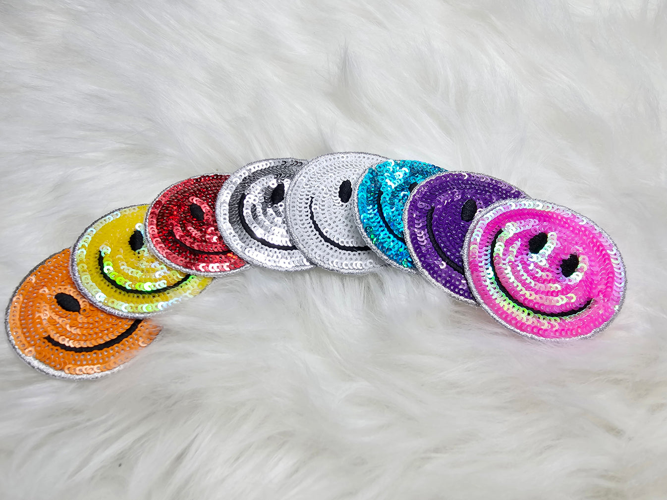 Sequin Smile Face Iron On Patch – Scratch Decor