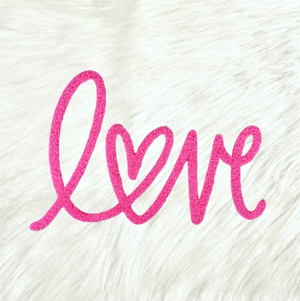LOVE Cursive Fluffy Fuzzy Transfer Patch – Scratch Decor