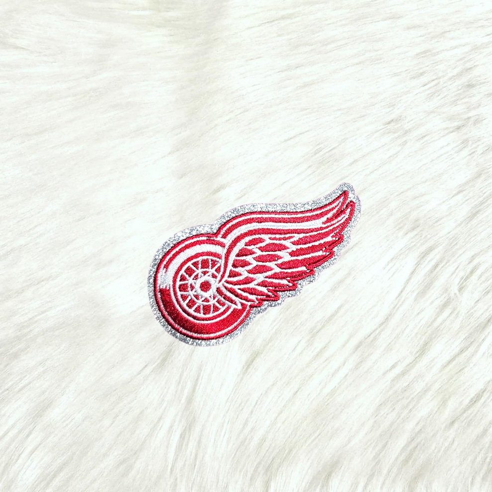 Red Wing Wheel Detroit Sequin with Silver Glitter Small Iron On Patch ...